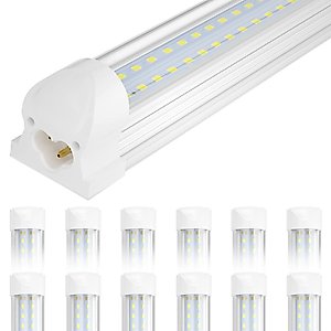 SHINESTAR 12-Pack LED Shop Light 8FT, 72w 9000LM 5000K Daylight, Linkable T8 Tube Lights for Garage, Workshop, Basement, Plug and Play