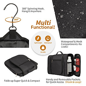 SPLF Extra Large Hanging Travel Toiletry Bag for Women and Men, Water-resistant Toiletry Bags for Traveling, Makeup Cosmetic Bathroom Travel Bag for Toiletries, Shampoo, Full Sized Container