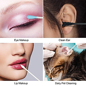 HOMEFOX Green Cotton Swabs Precision Pointed - 200 Count Pointy Organic Cotton Buds Double Side Tightly Wrapped Cotton Tips Paper Stick Soft Gentle Lint-Free Cruelty-Free, Pointy & Round (Green)