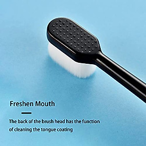 BREVI toothbrush, BREVI Nordic-Inspired Premium Nano Toothbrush, brevi toothbrush nano, Adult Extra Soft Toothbrush with 20000 Soft Bristles for Protect Sensitive Gums (White+Black Wave Head)