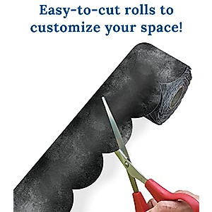 Carson Dellosa Farmhouse 65 Ft Scalloped Chalkboard Black Bulletin Board Borders, Modern Farmhouse Classroom Borders for Bulletin Board, White Board, and Classroom Décor, Bulletin Board Trim