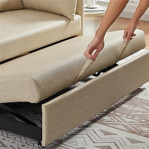 Angola AFLHYJK Khaki Fabric Leisure Convertible Two-seat Sofa Bed