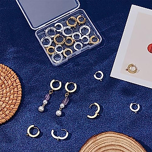 DICOSMETIC 24Pcs 12/15mm Huggie Hoop Earrings 2 Colors Round Open Loop Earring Hypoallergenic Leverback Earring French Hook Earwire Stainless Steel Drop Dangle Earrings for Earring Making Craft
