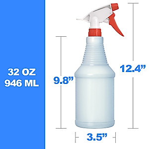 Plastic Spray Bottles with Sprayers - 32 oz Empty Spray Bottles for Cleaning Solutions, Plant Watering, Animal Training and More - No Clog & Leak Proof Heavy Duty Spray Bottles with Sprayers - 4 Pack