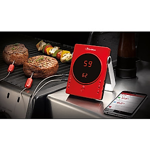 GrillEye GE0001 Smart Bluetooth Grilling & Smoking Thermometer, Red