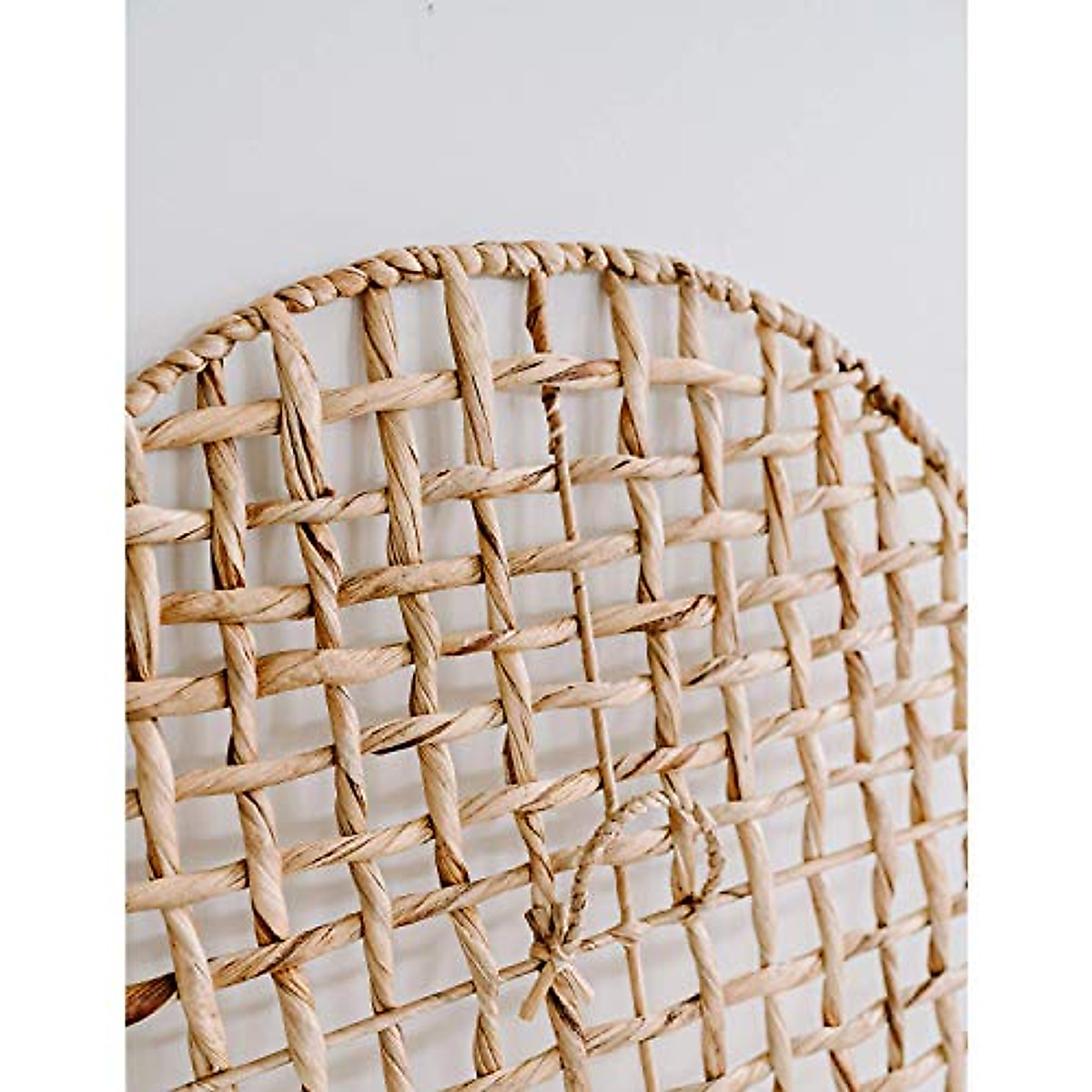 Large Boho Woven Wall Basket Decor - Set of Five - Handmade Wall Art made from Natural Water Hyacinth Seagrass - Ready to Hang