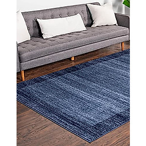 Unique Loom Del Mar Collection Area Rug-Transitional Inspired with Modern Contemporary Design, 3' 3 x 5' 3 Rectangular, Navy Blue/Beige