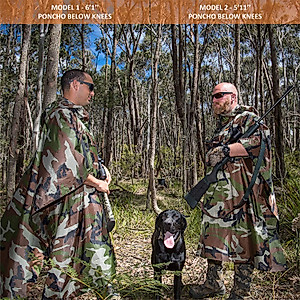 Rain Poncho for Men with Carry Pack - Waterproof Camo Ponchos for Adults with Hood, Extended Back, Adjustable Ventilation