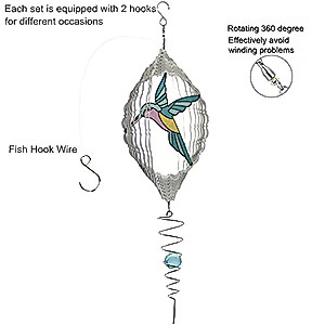 UOUDIO Metal 3D Wind Spinner Suit，Indoor Outdoor Garden Decoration, Glass Ball Decoration Crafts Ornaments