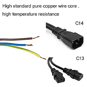 2Pack UPS Server Y Splitter C14 to 2 x C13 Power Adapter Cable Cord