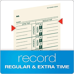 TOPS Time Cards, Weekly, 1-Sided, 3-1/2" x 9", Manila, Green Print, 500-Count (1259)