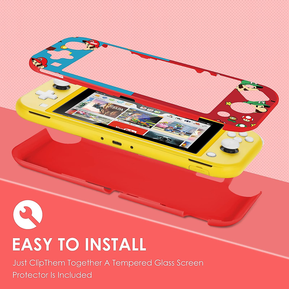 Xinocy Cute Case for Nintendo Switch Lite 2019 Kawaii Cartoon Fun Funny Aesthetic Character Anime Slim Fashion Protective Cases Hard Shell Cover for Girls Kids Boys for Switch Lite,B Maro