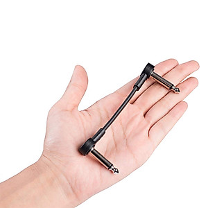 Rayzm Guitar Patch Cable, 6.35mm Angled Instrument Jumper Cable for Guitar/Bass Effects Pedals, 5cm Pedal-Board Jumper Cables (6-Pack)