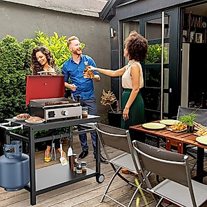 LS'BABQ BBQ Stand Pizza Oven Trolley Commercial Outdoor Movable Dining Cart Table Kitchen Cart Table