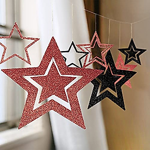 Glitter Rose Gold Black Star Garland Twinkle Little Star Party Decoration Hanging Decor Backdrop Banner Streamer for Birthday/Bday/Baby Shower/Bachelorette/Wedding/Christmas/Engagement Party Supplies