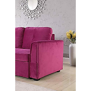 Legend Vansen 91''Velvet Sofa Chaise Storage Reversible L-Shape Sleeper Sectional,Sofabed,Seelper, Apt, Violet