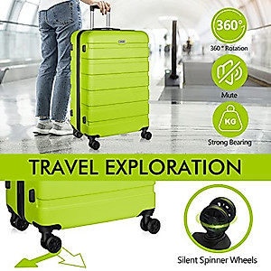 AnyZip Luggage PC ABS Hardside Lightweight Suitcase with 4 Universal Wheels TSA Lock Checked-Medium 24 Inch Apple Green