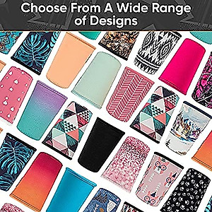 Baxendale Iced Coffee Sleeves for Cold Drink Cups - 3 Pack Reusable Neoprene Iced Coffee Cup Sleeve for Cold Drinks, Compatible with Starbucks Dunkin and more (3 PK S/M/L, Gold/Pink Glitter)