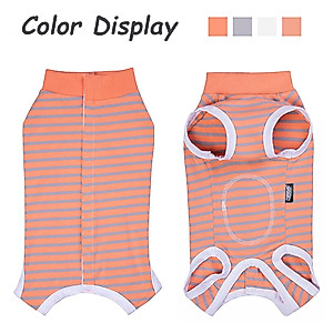 Paipeper Dog Surgery Recovery Suit,Female Male Puppy Shirt,Dog Spay Neuter Onesie,E-Collar Cone Alternative,Abdominal Wound Protector,Prevent Licking Wound(Orange Gray Stripe-xs)
