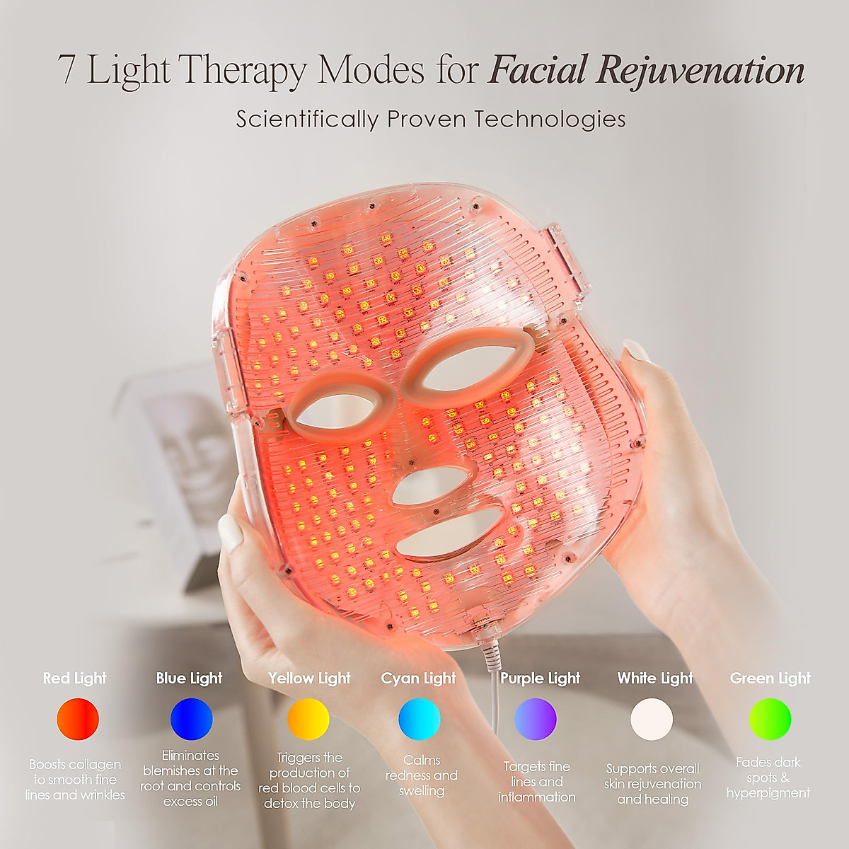 Project E Beauty LightAura LED Face Mask 7 Colors Light Therapy | Anti-Aging Facial Skincare Routine | Skin Tightening | Calm Inflammation | Reduce Wrinkle | Brightens Skin | Collagen Boost