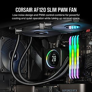 Corsair AF120 Slim, 120mm PWM Fluid Dynamic Bearing Fan (Thin Profile for Small-Form-Factor Cases, Low-Noise, Up to 2000 RPM, Zero RPM Mode Support, Universal 120x15mm Sizing) Single Pack, Black