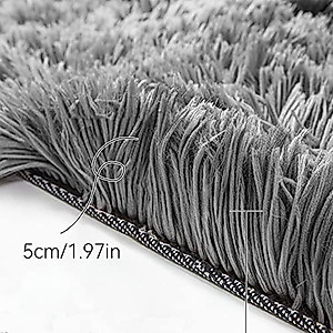 TTLOJ Rectangle Rug, Area Rug for Kids Play Tent, Mat Pad for Kids Playhouse for Nursery Baby Room, Children Room Home Decor Dormitory Soft Velvet 50.5" Lx38.5 W Gray