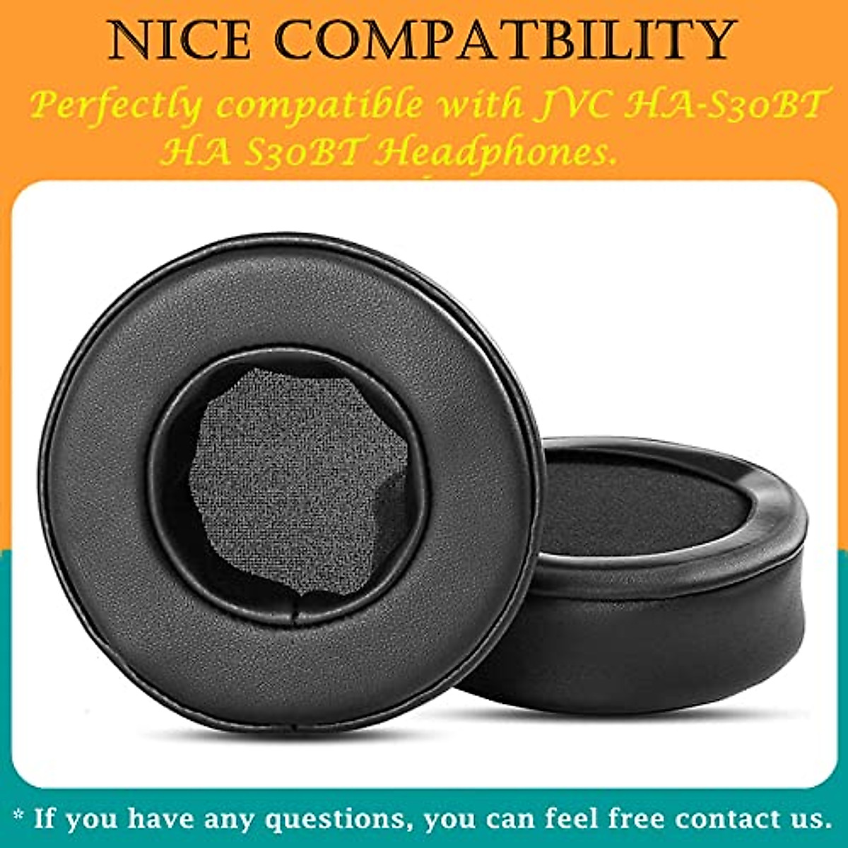 TaiZiChangQin HA-S30BT Upgrade Thicker Ear Pads Memory Foam Earpads Cushion Replacement Compatible with JVC HA-S30BT HA S30BT Headphone Protein Leather