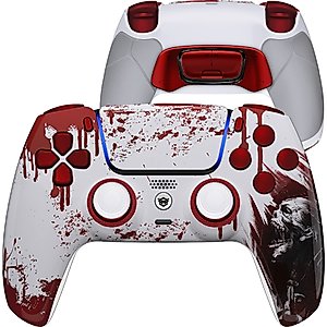HEXGAMING eSports ULTIMATE 4 Mappable Rear Buttons & Interchangeable Thumbsticks & Hair Trigger Black Rubberized Grip Compatible with ps5 Custom controller PC Wireless FPS Gamepad - Blood Zombie