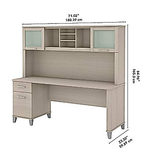 Bush Furniture Somerset 72W Office Desk with Drawers and Hutch in Sand Oak