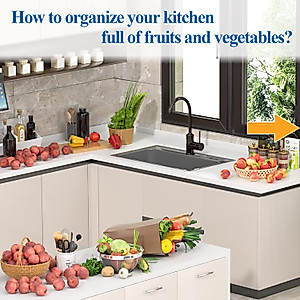 ALPHYSE Fruit Basket for Kitchen, Wire Baskets for Fruit and Vegetable Storage, 6 Tier Stackable Baskets with Wheels and Anti-Skid Feet for Kitchen, Pantry, Bathroom