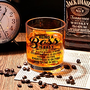 Futtumy Boss Day Gifts, 10 Oz Boss Whiskey Glass, Boss Day Gifts for Him Men Boss Women Leader Dad Friends Coworker, National Boss Day Gifts for Boss Day Christmas Birthday, Boss Appreciation Gifts