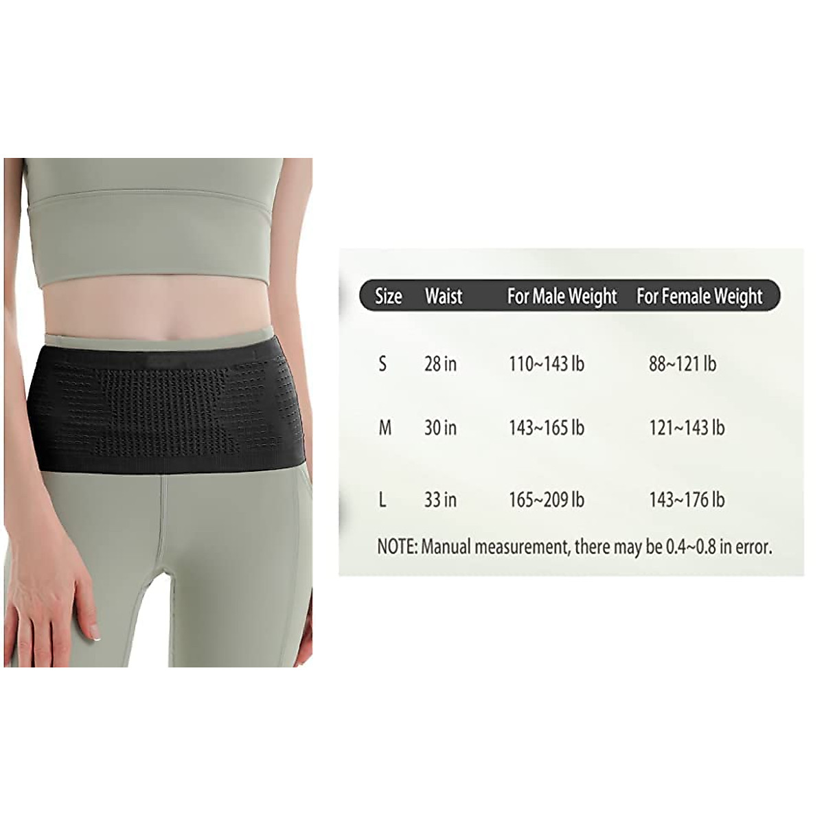Multifunctional Knit Breathable Concealed Waist Bag, Large Capacity Adjustable Running Belt, Universal Running Belt (Black+Grey,L)