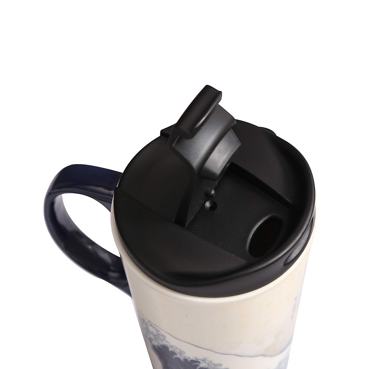 Topadorn Ceramic Travel Mug Porcelain Coffee Cup with Spill-proof Lid and Box, 17 Oz.