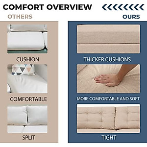 YOLENY 83inch Convertible Sectional Sofa with 3-Seat Sofa,L-Shaped Couch with Storage Ottoman, for Apartment and Small Space, Beige