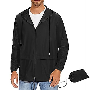 Durio Packable Raincoat for Men Rain Jacket Mens Waterproof with Hood Mens Rain Jacket Lightweight Windbreaker Jacket Black 3X-Large