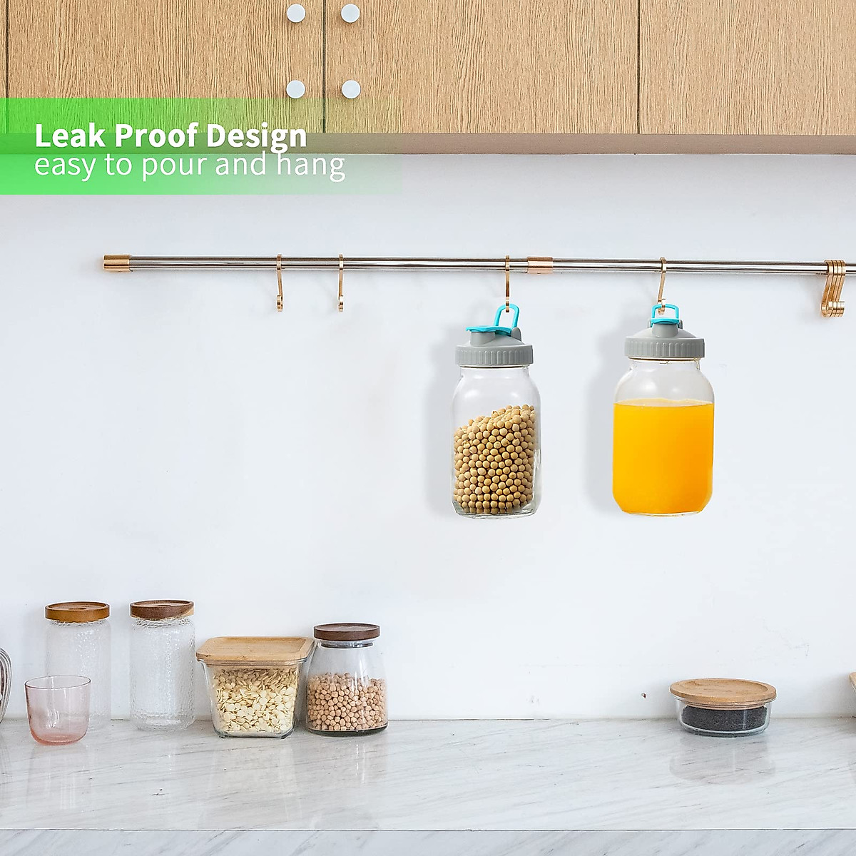 6pcs Regular Mouth Flip Cap Lids for Ball Mason Jar, Leak-free and Airtight, Easy Pouring Spout (Jars Not Included)