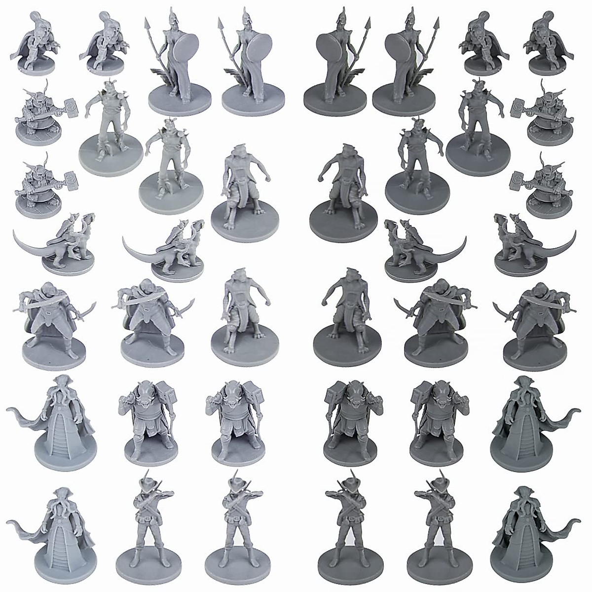 Path Gaming 40 Fantasy Tabletop Miniatures for Dungeons and Dragons . 28MM Scaled 10 Unique Designs, Bulk Unpainted