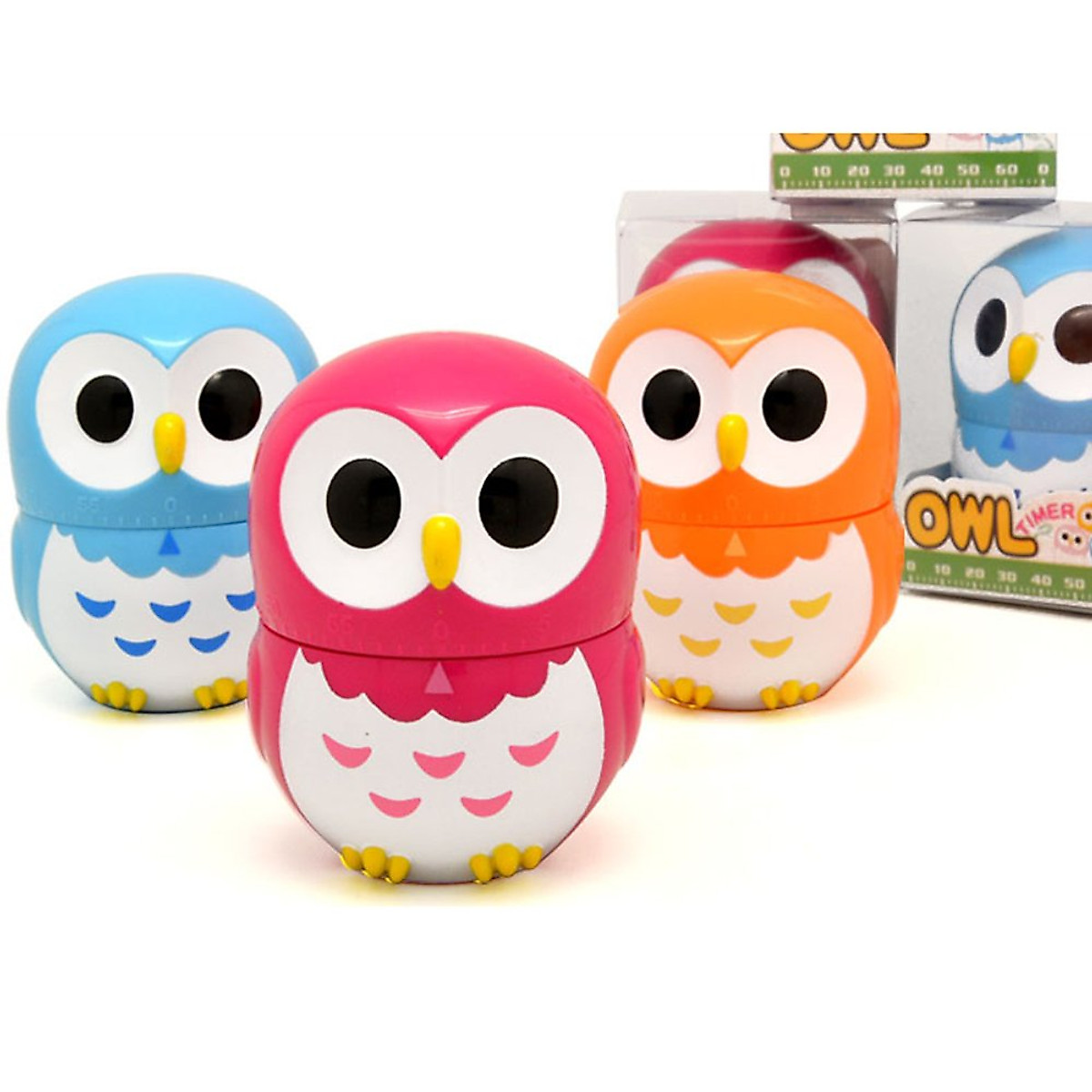Golandstar Cute Cartoon Owl Timers Mini Size 60 Minutes Mechanical Kitchen Cooking Timer Clock Loud Alarm Counters Manual Timer (Orange)