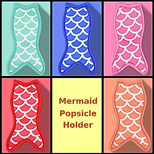 Popsicle Holder Bags Mermaid and Shark Ice Pop Sleeves Freezer Reusable Popsicle Covers 10 Pc