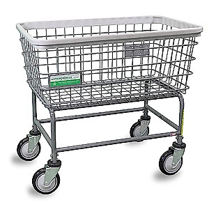 R&B Wire™ 200F/ANTI Antimicrobial Large Capacity Laundry Cart, 4.5 Bushel, Gray, Made in USA