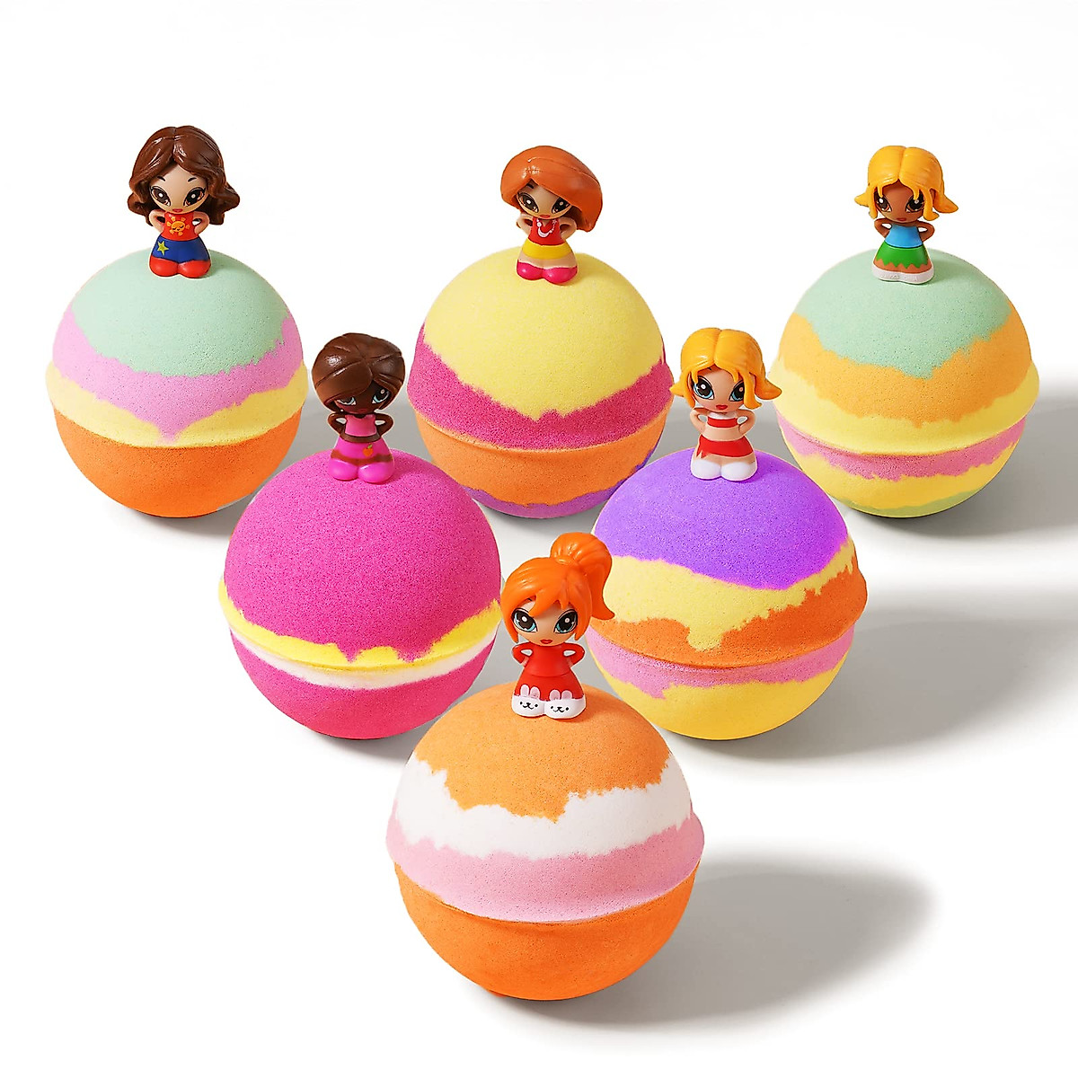 Daisy Encens Kids Bath Bombs with Toys Inside - Cheerleader in Training Gift Set Fun and Nourishing Bath Fizzies with Pure Essential Oils - Gift for Kids Gift for Girls- Moisturizing, All-Natural