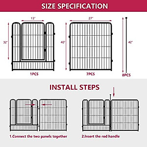 Jhsomdr 40" Height Dog Playpen 8 Panels Heavy Duty Indoor Outdoor Exercise Fence,Foldable Portable Pet Puppy Pen with Lockable Doors for Large Medium Small Dogs