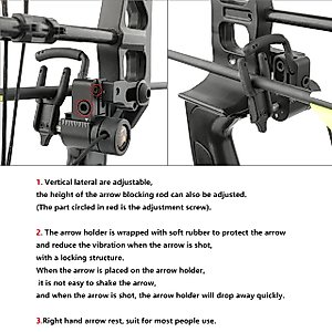 AMEYXGS Drop Away Arrow Rest for Compound Bow Right/Left Hand Compound Bow Arrow Rest with Locking Structure (Right Hand, BLACK)