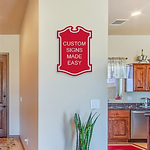 ComplianceSigns.com 10"x7" Plaque Shaped Engraved Custom Sign with Adhesive Strips, Engraved Plastic with Acrylic Core, Black on Marbled Platinum