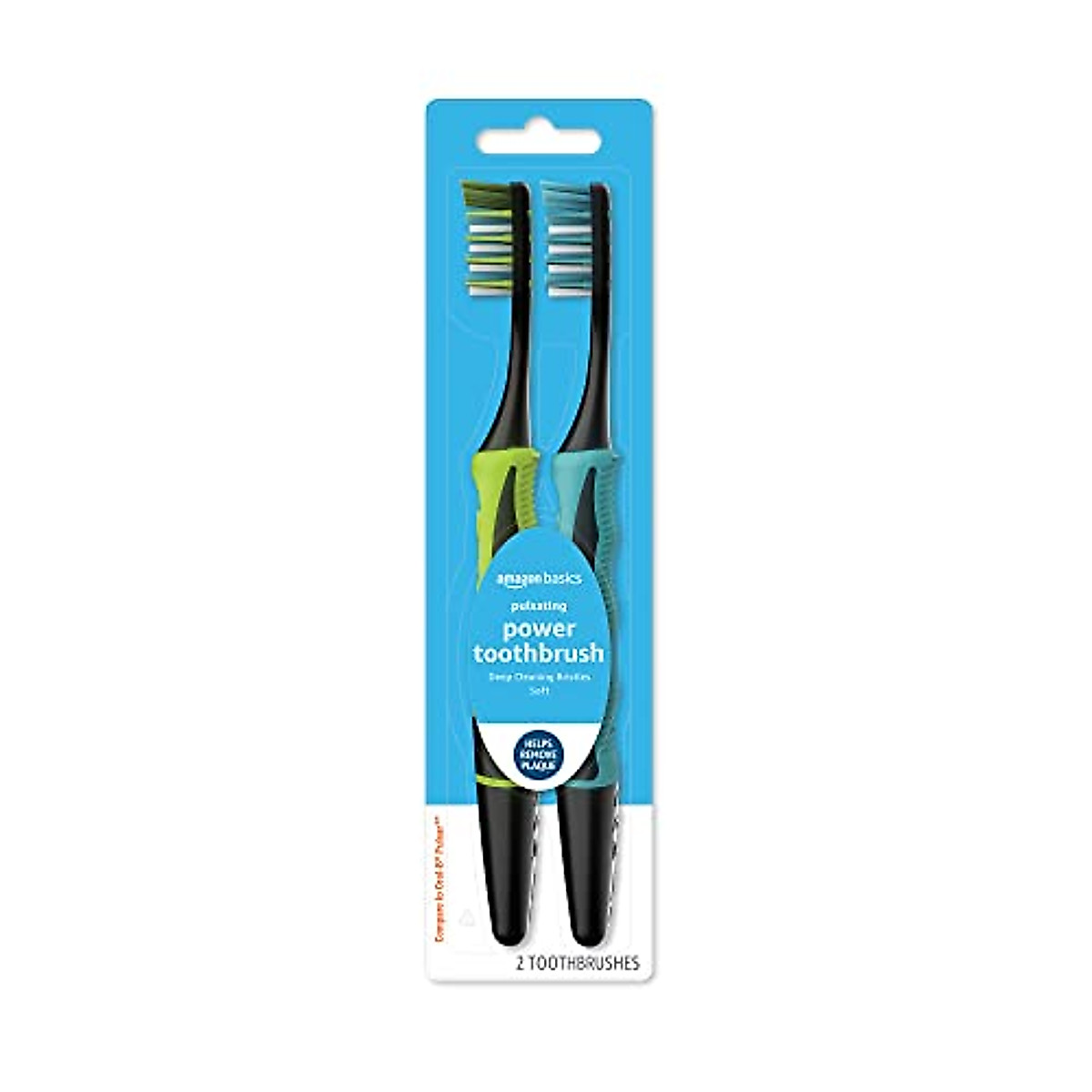 Amazon Basics Pulsating Deep Cleaning Toothbrushes, 2 Count, 1-Pack