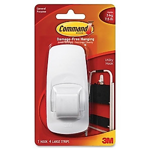 Command Jumbo Hook with Adhesive - 7.50 lb (3.40 kg) Capacity - White