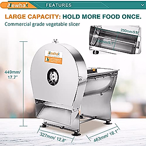Newhai 0-10mm Commercial Onion Slicer Potato Chips Slicer Tomato Slicing Machine Electric Cabbage Shredder Machine Vegetable Fruit Slicing Machine 0-0.4’’ Stainless Steel (Slicer Machine)