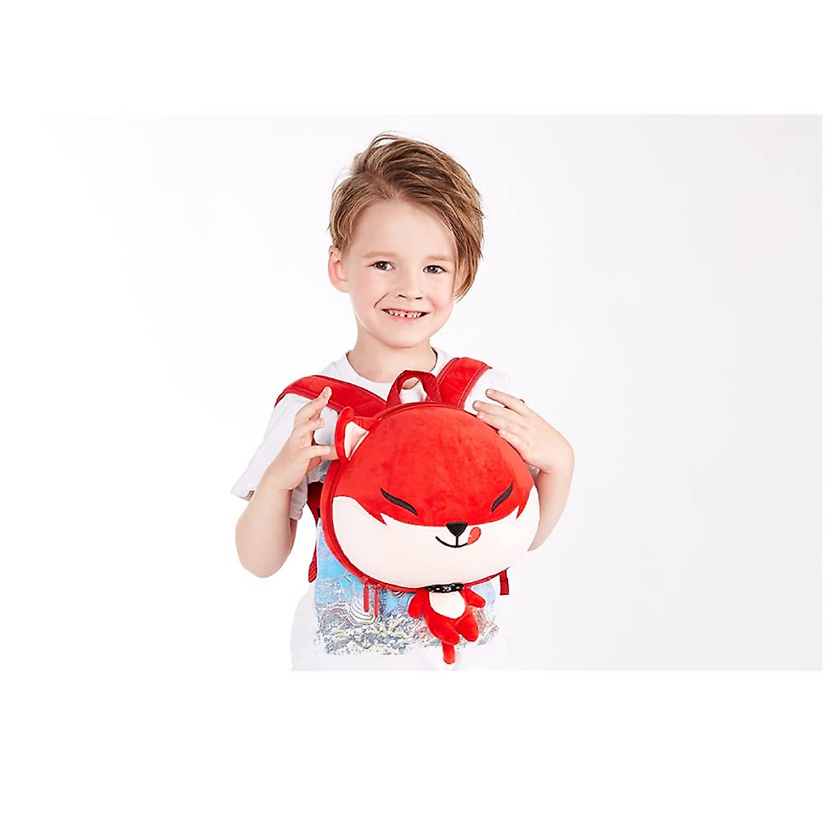 Kids happy Animal Backpack Leash for Toddlers,Baby Harness Backpack for Kids,Child Backpack Walking Leash,Plush Backpack Harness,Cute Backpack Leash,Toddler Tether Backpack (Fox)