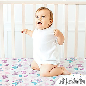 Frenchie Mini Couture, Fitted Pack n Play Sheets, 2 Pack, 100% Woven Cotton, Pack and Play Mattress Sheets, Fits Most Mini Crib & Playard, 27 x 39 x 4in, Butterfly