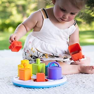 Fat Brain Toys Plugzy - Fine Motor Shape-Learning Sensory Toy, Babies & Toddlers